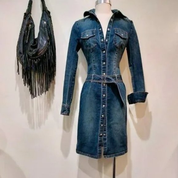 Moda International | Dresses | Moda International Blue Denim Midi Dress ...